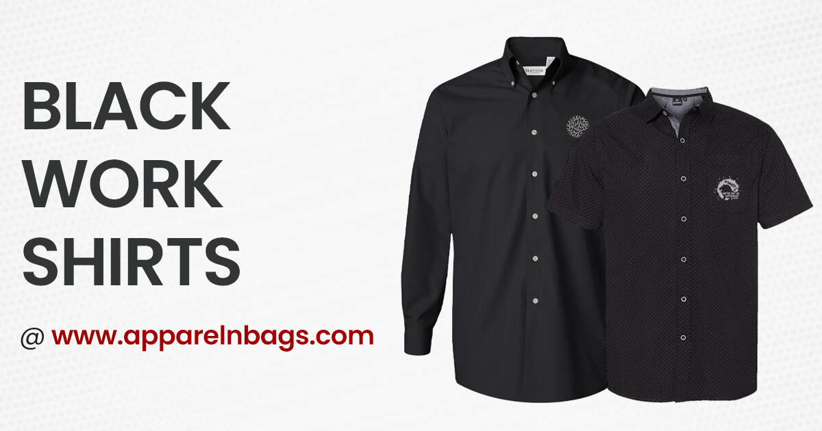 Plain Black Work Shirts in Bulk | Black Long Sleeve Work Shirt