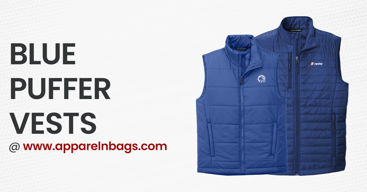 Shop Stylish Designs in Custom Blue Puffer Vests | ApparelnBags
