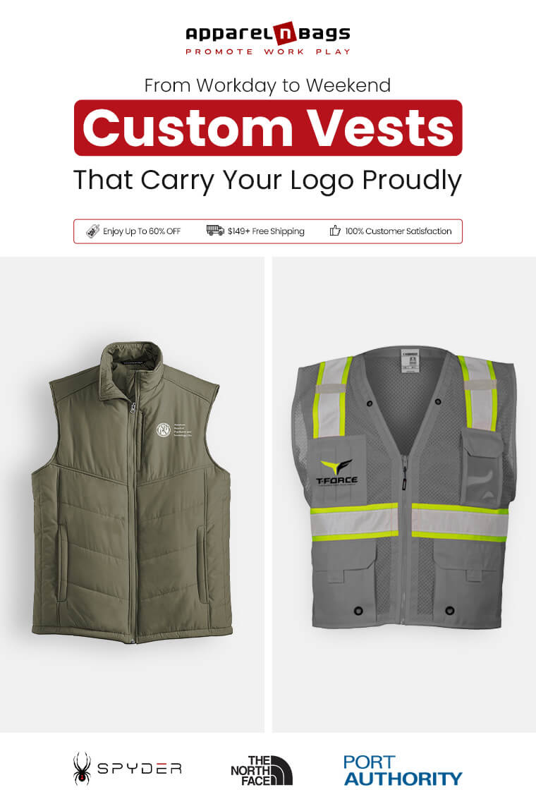 Shop Stylish Design Custom vests with Logo at ApparelnBags.